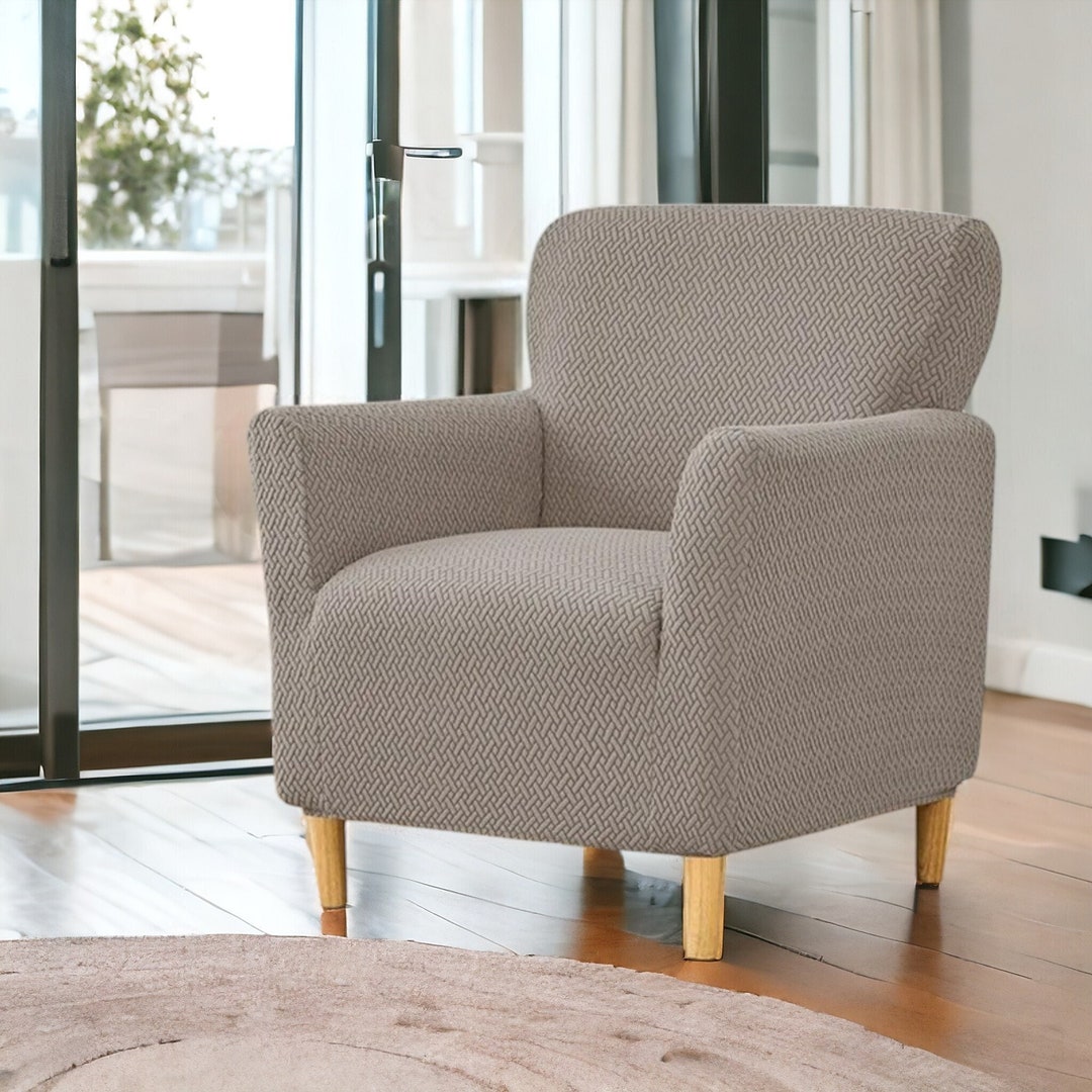 Elastic Jacquard T-shaped Tub Chair Cover, Armchair Slipcover for ...