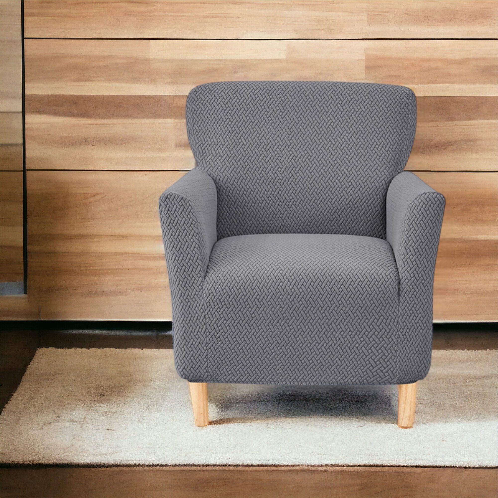 Elastic Jacquard T-shaped Tub Chair Cover, Armchair Slipcover for ...