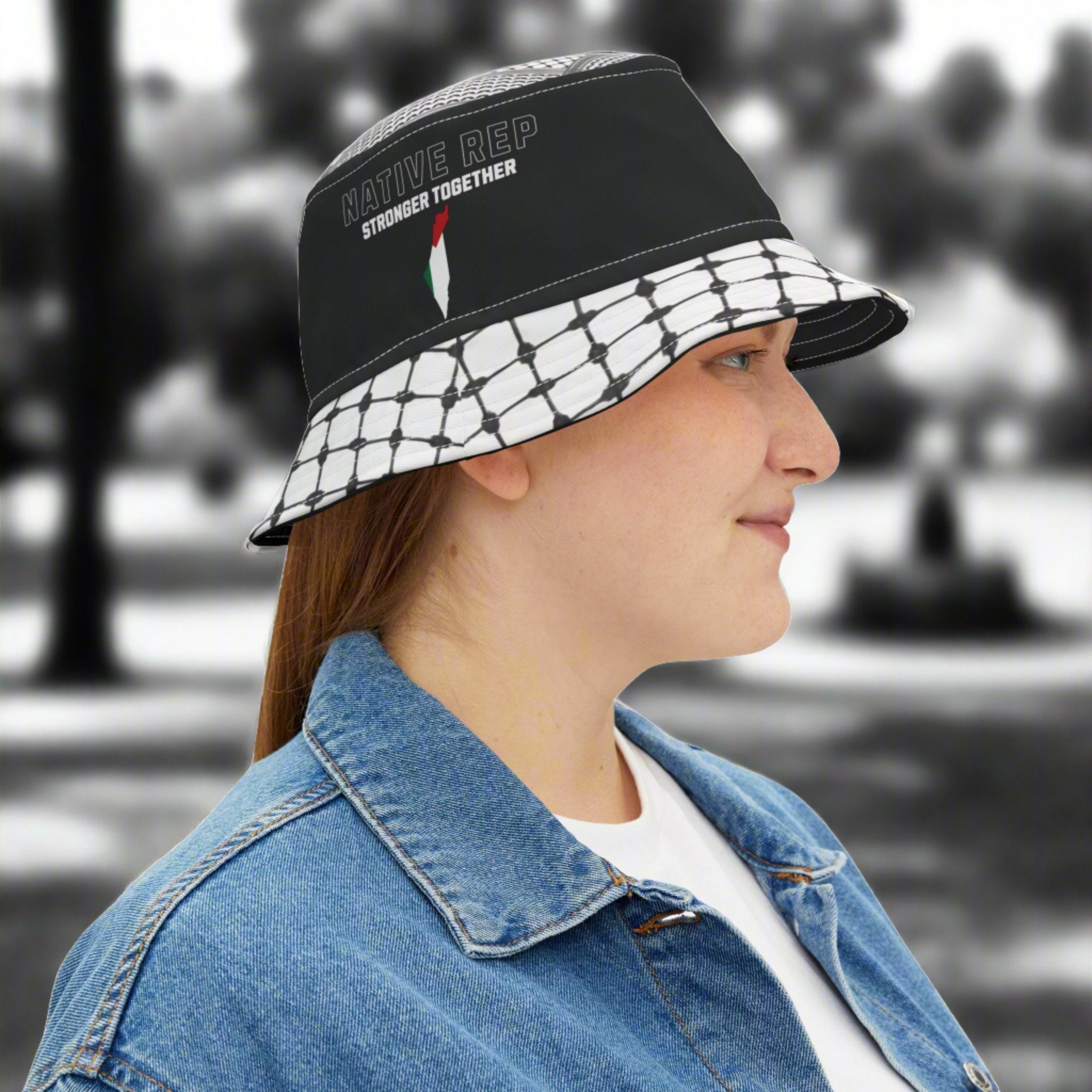 Palestine Bucket Hat, Keffiyeh Scarf Pattern, Black - Etsy