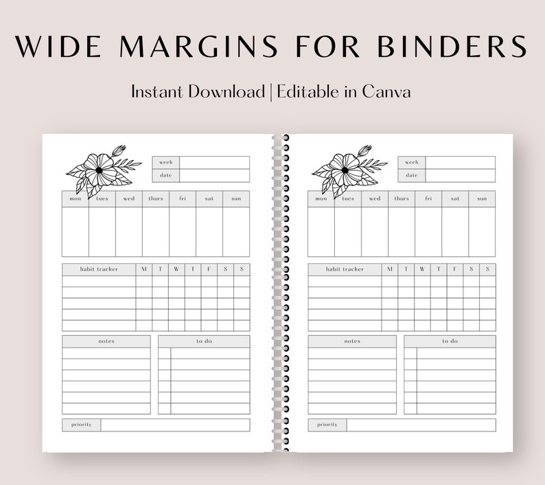 Printable Weekly Planner, Weekly Planner PDF, Printable Week Planner ...