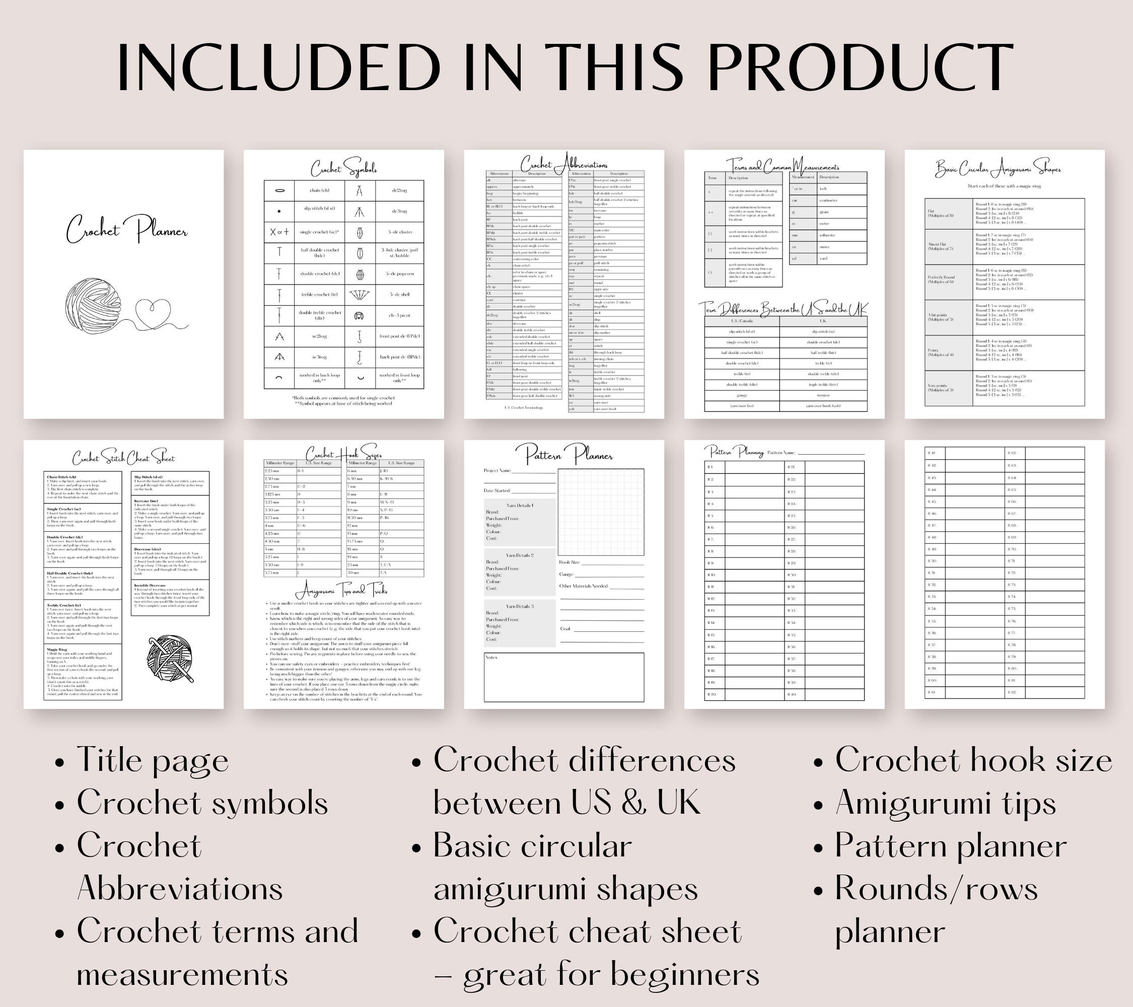 Crochet Planner, Printable Plan, Amigurumi Pattern Planner, Crochet ...