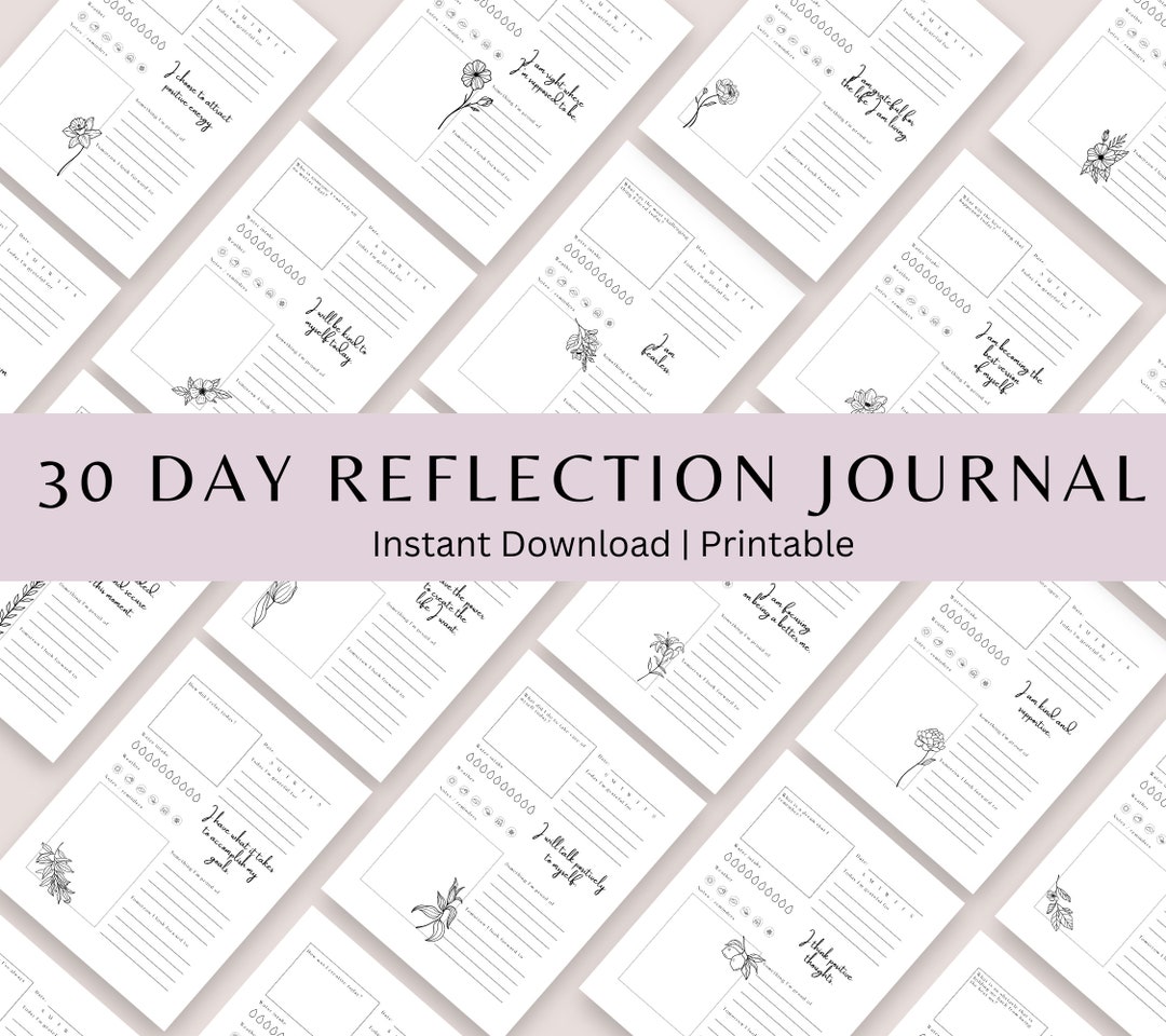 Reflection Journal for Self Care, Printable Journal, Affirmation and ...