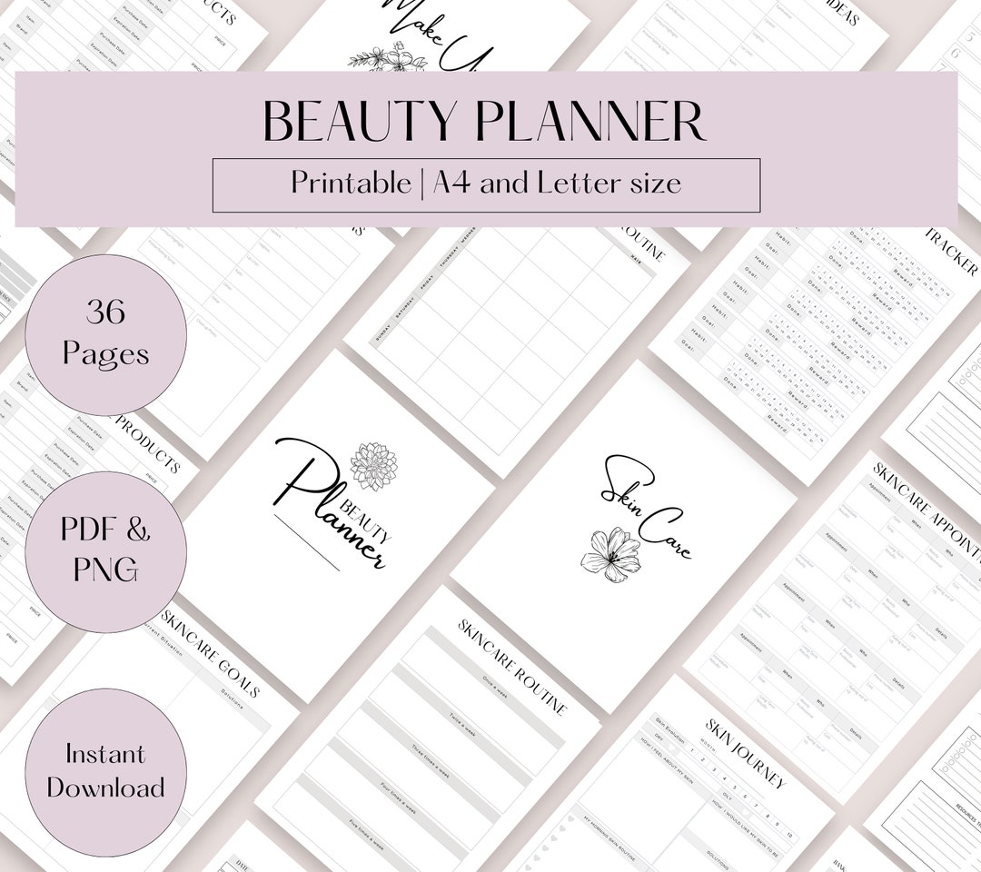 Beauty Planner, Beauty Routine Tracker, Skin Care Journal, Beauty ...