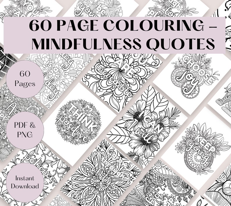 60 Mindfulness Colouring Quotes, Colouring Pages, Adult Colouring ...