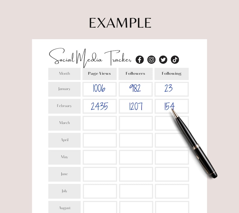 Social Medial Tracker Printable and Editable, Content Tracking Tool ...