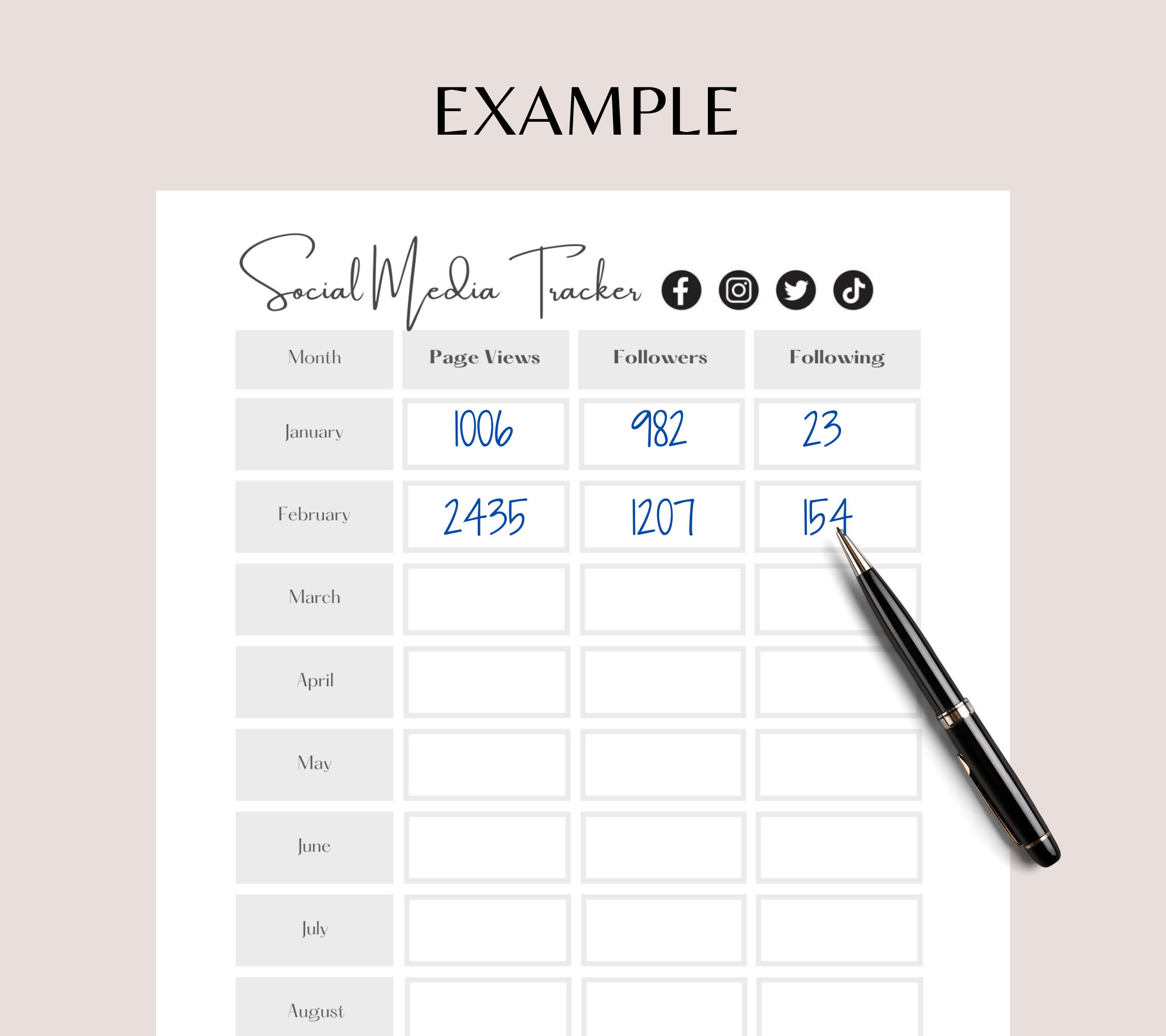 Social Medial Tracker Printable and Editable, Content Tracking Tool ...