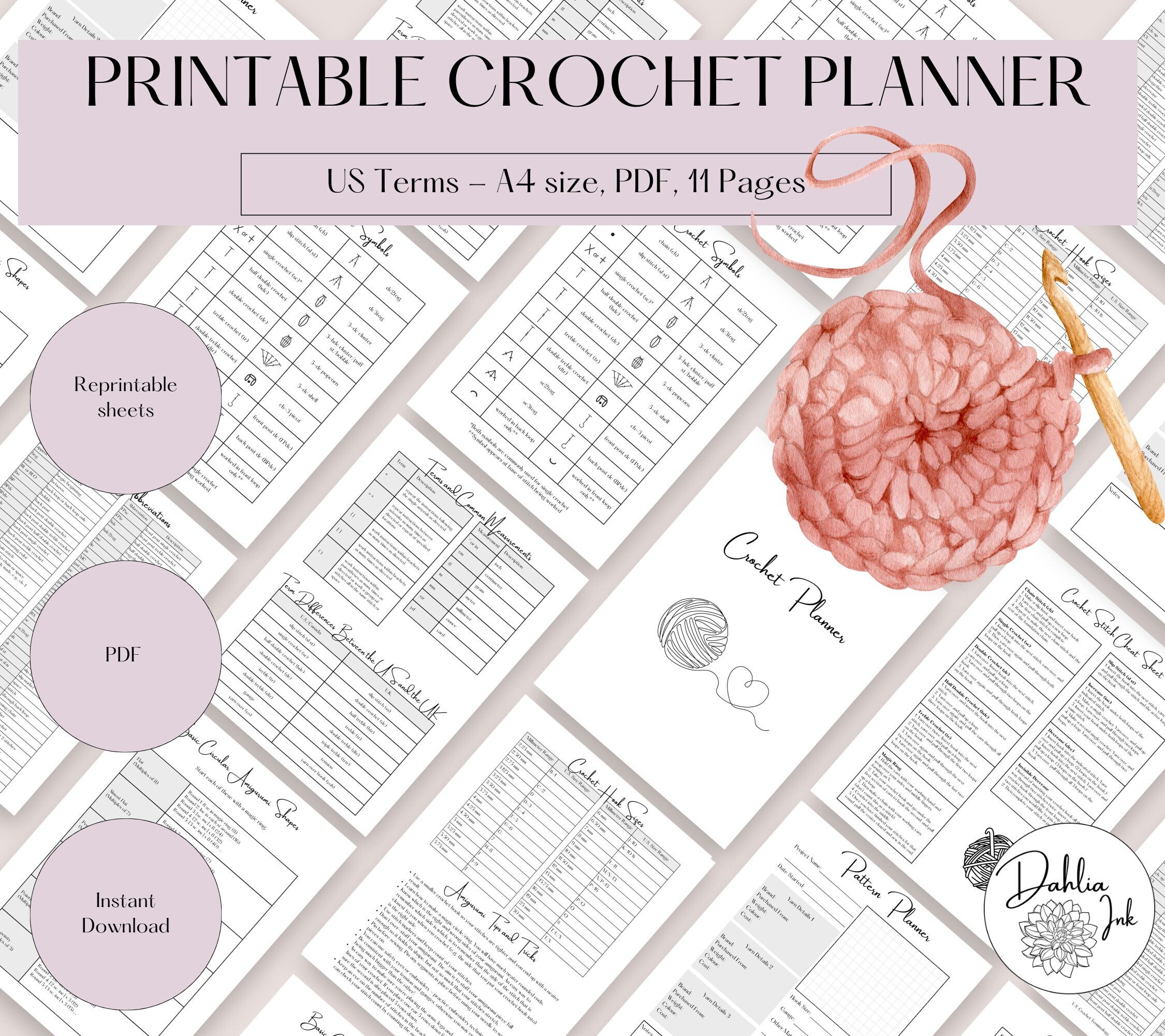 Crochet Planner, Printable Plan, Amigurumi Pattern Planner, Crochet ...