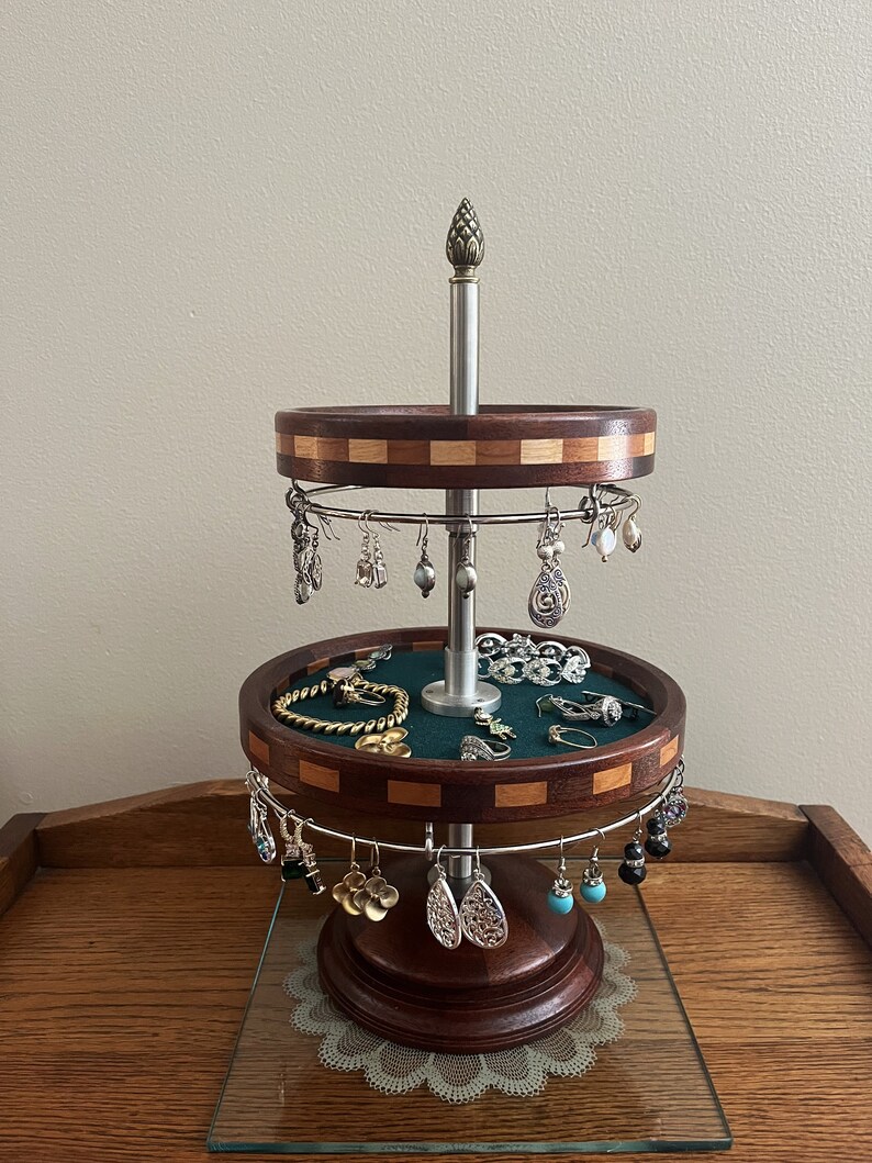 Hand Made Two Tier Rotating Jewelry Stand Made From Segmented Hardwood ...