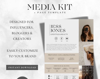 Beige Media Kit Template| 4 Page Editable Media Kit| Influencer Rate ...