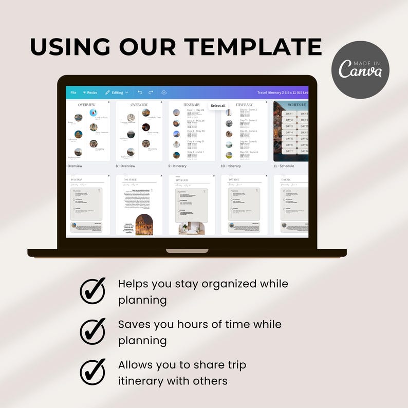 Editable Travel Itinerary Template, Mobile Travel Planner, Printable ...