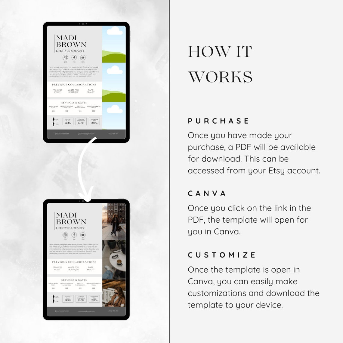 Media Kit Canva Template, Influencer Rate Sheet Template, Instagram ...