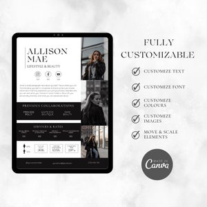 Black Media Kit Canva Template Instagram Media Kit 1 Page Media Kit ...