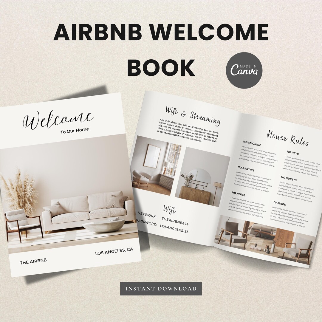 Airbnb Welcome Book Template, Airbnb House Guide Canva, Airbnb ...