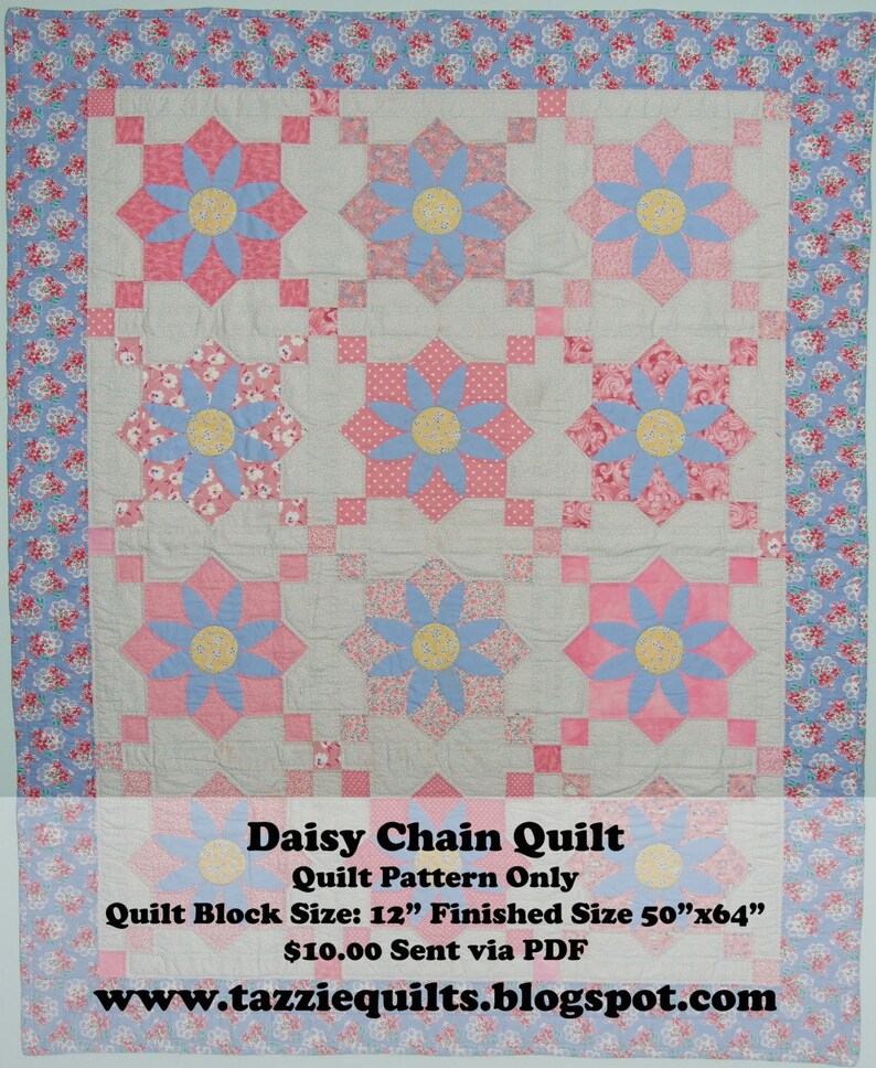 Daisy Chain Quilt Pattern. Combines traditional piecing with | Etsy