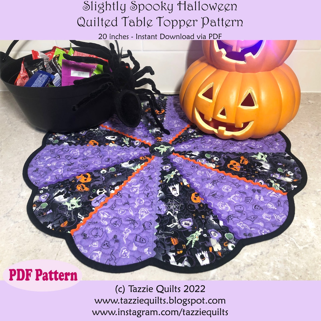 Quilted Halloween Table Topper Pattern - PDF Pattern - Slightly Spooky ...
