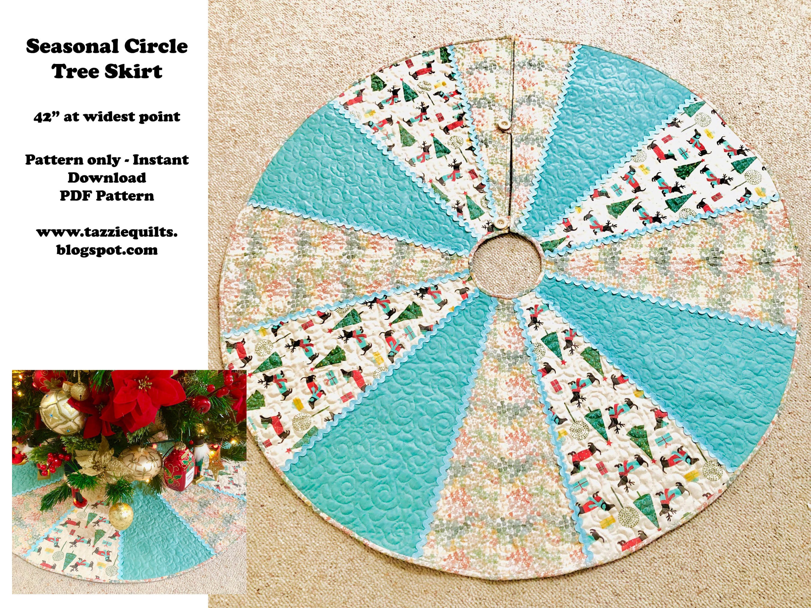 Quilted Christmas Tree Skirt Pattern - DIGITAL PDF - Seasonal Circle ...