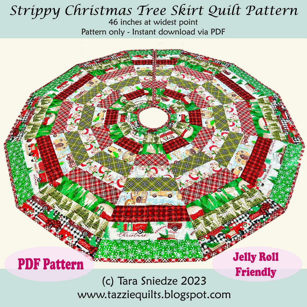 Quilted Christmas Tree Skirt Pattern - DIGITAL PDF - Strippy Tree Skirt ...