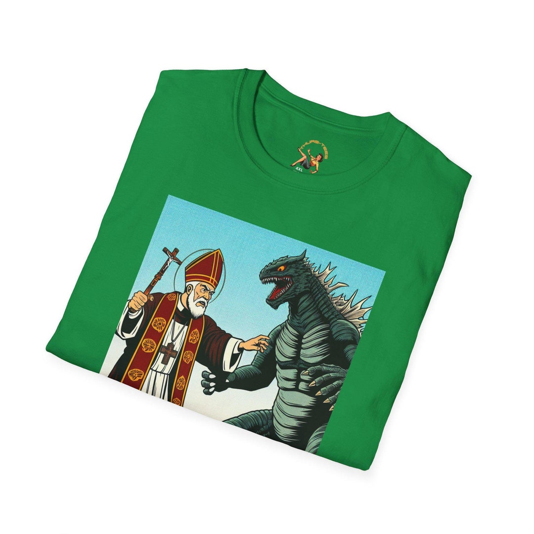 Godzilla Vs Pope Classic Tee, Fun Graphic T-shirt for Movie Lovers ...