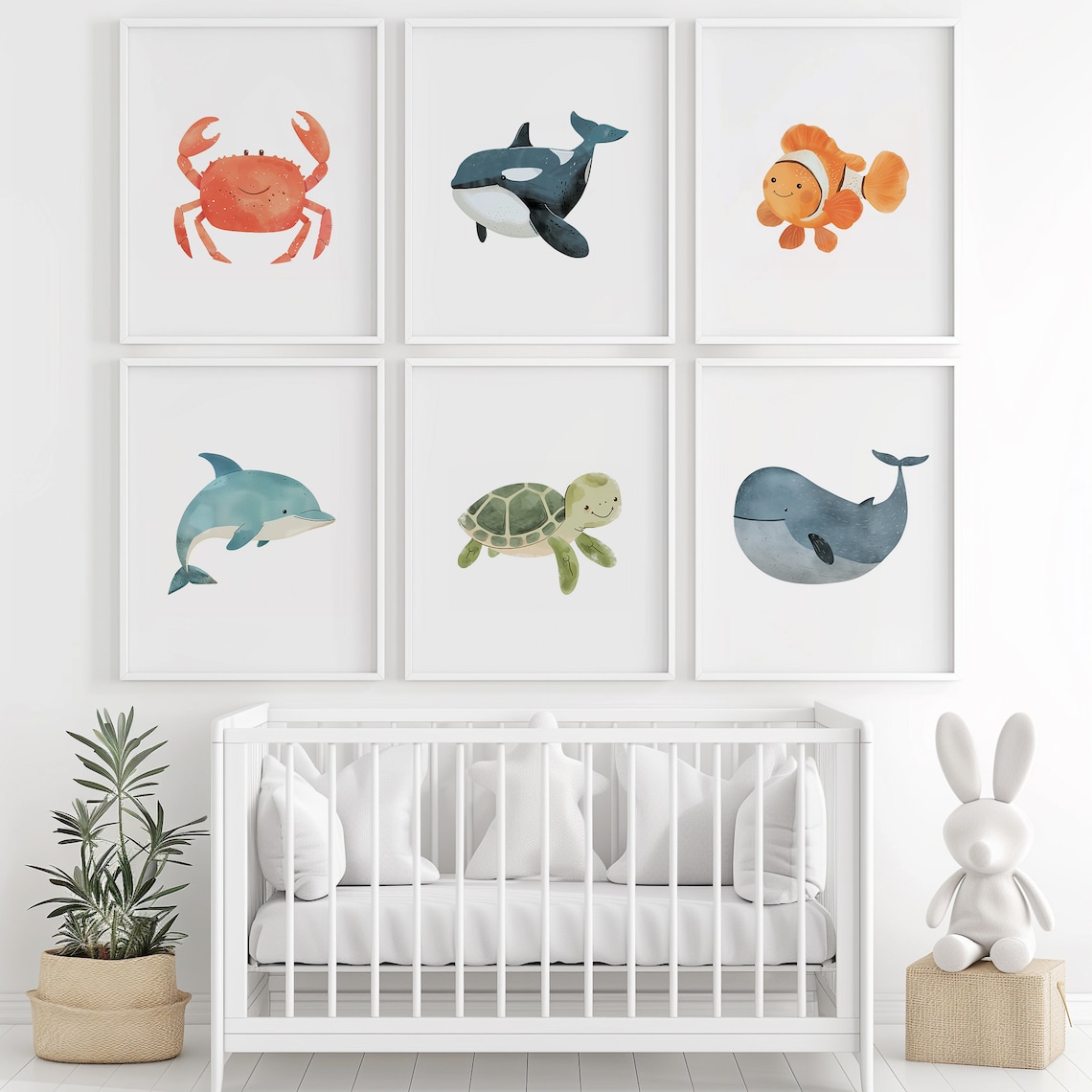 Under the Sea Nursery Prints Set of 6 | Sea Animals Nursery Wall Art ...