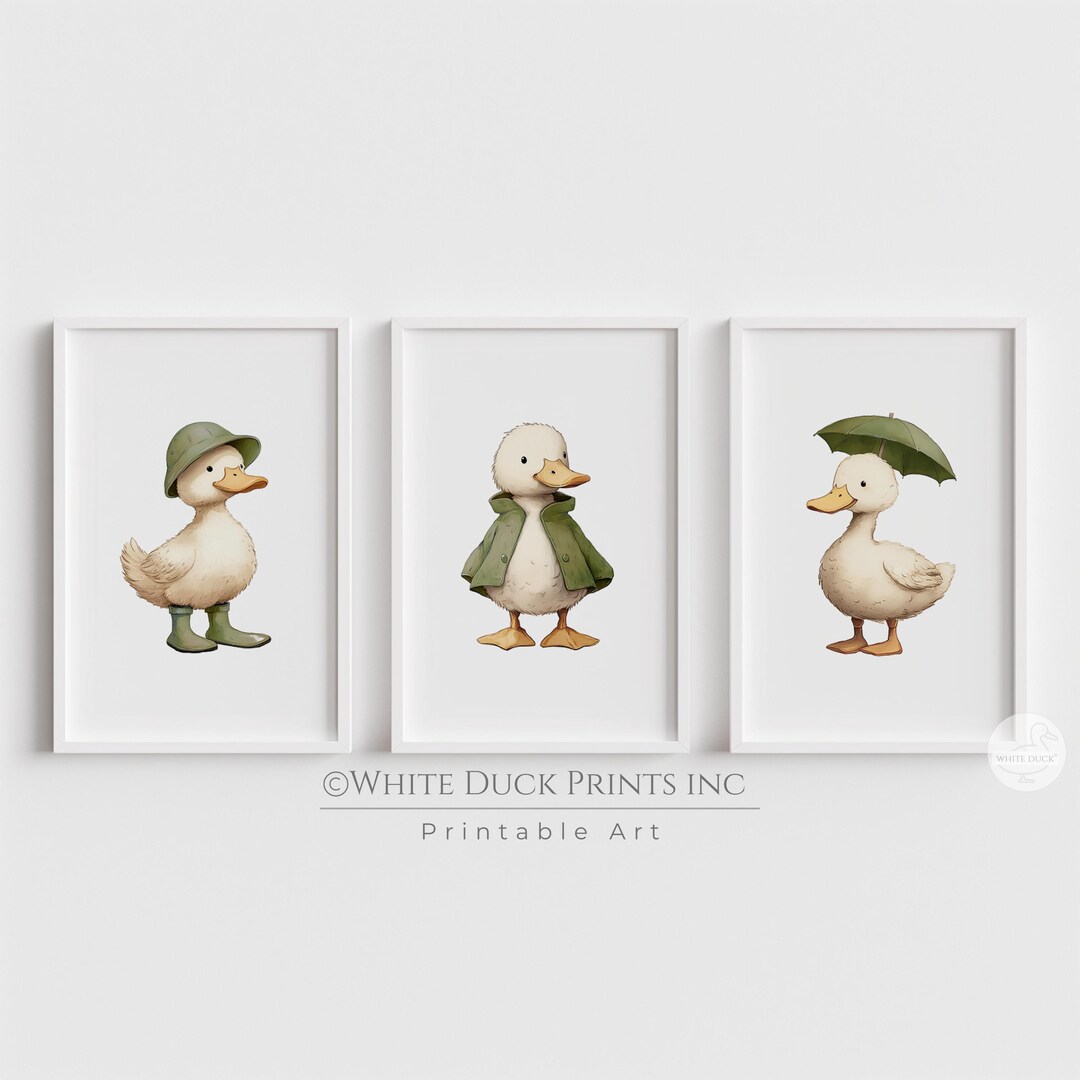 Set of 3 Duck Nursery Wall Art | Army Green Nursery Decor | Boy Room ...