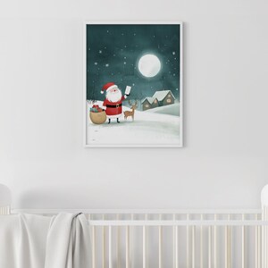 Holiday Nursery Printable Wall Art, Santa Claus Winter Christmas Print ...