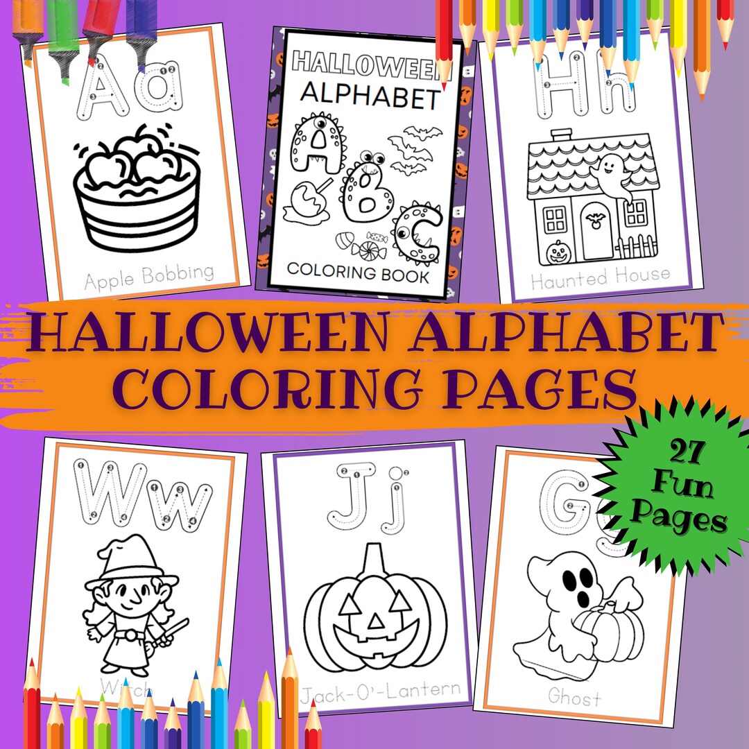 Halloween Alphabet Coloring Book for Kids Toddlers Preschoolers ...