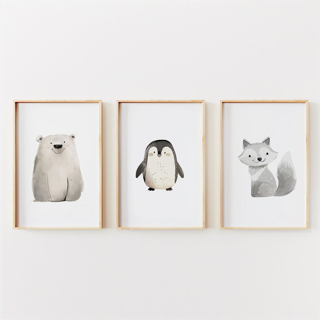 Arctic Nursery Decor Baby Arctic Animals Set of 3 Wall Art Gender ...