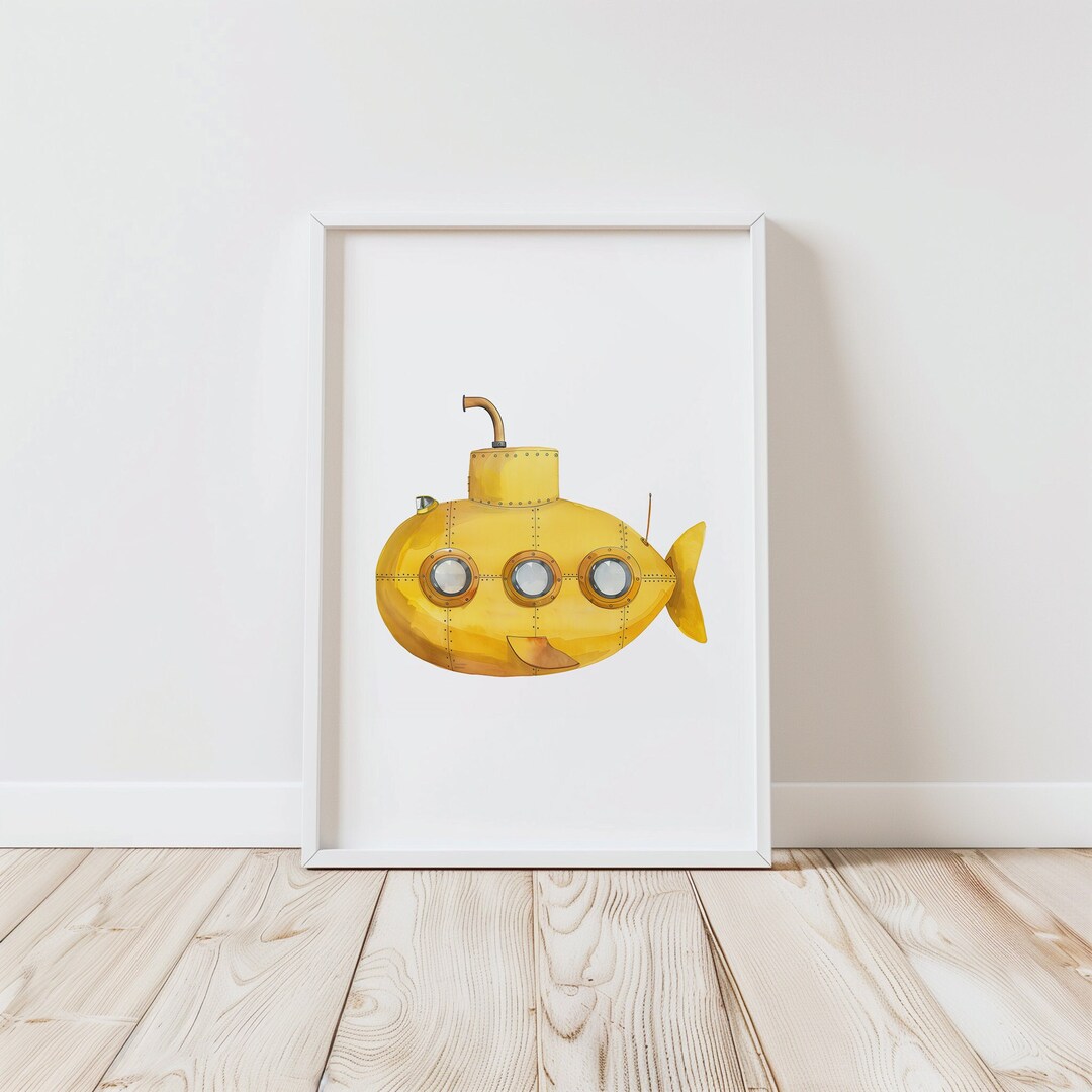 Yellow Submarine Print | Nautical Nursery Decor | Transportation Wall ...