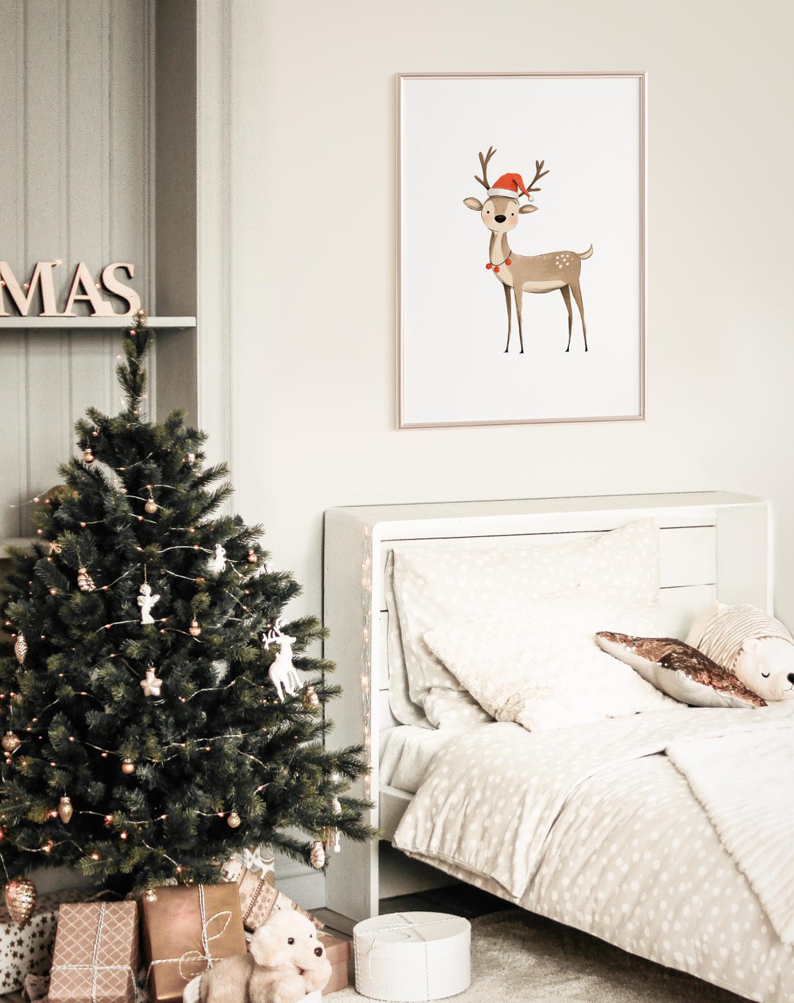 Santa's Reindeer Wall Art Christmas Nursery Holdiay Printable Art ...