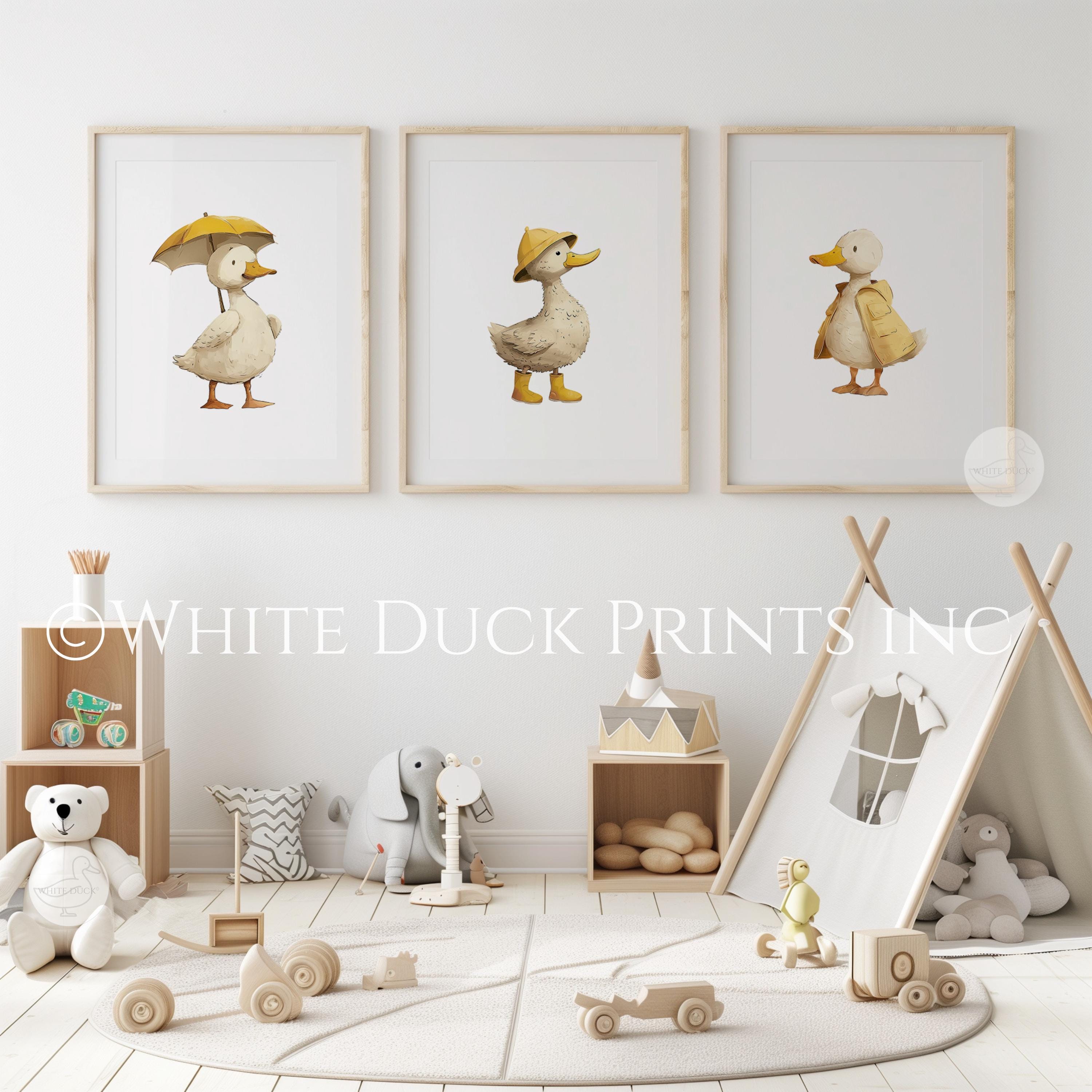 Set of 3 Duck Nursery Wall Art | Yellow Nursery Decor | Gender Neutral ...
