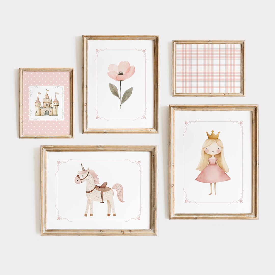 Fairy Tale Nursery Gallery Wall Art Set of 5 | Girls Room Soft Pink ...