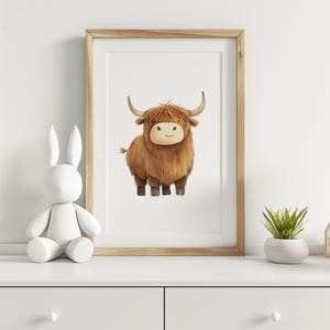 Highland Cow Nursery Wall Art, Brown Highland Cow Kids Room Decor ...