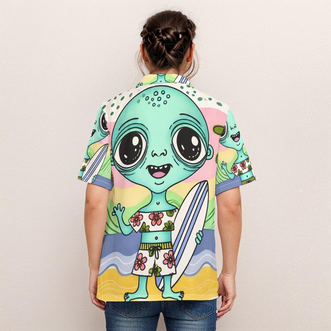 Surfer Alien Paradise Aloha Hawaiian Shirts Women's Hawaiian Shirt ...