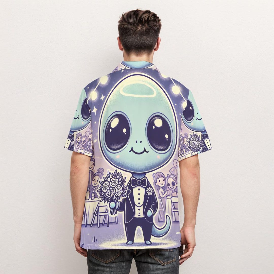 Bachelor Alien Tuxedo Hawaiian Shirt Tropical Pastel Galaxy Design Men ...