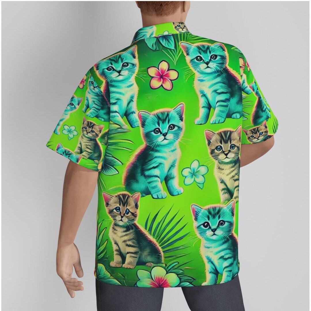 Kittens Shirt Neon Green Neon Blue Shirt Hawaiian Shirt Weekend Vibes ...