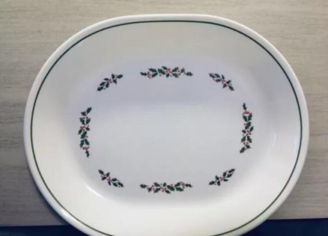 Corelle Christmas Holiday Serving Vintage Platter "holly Days" - Etsy