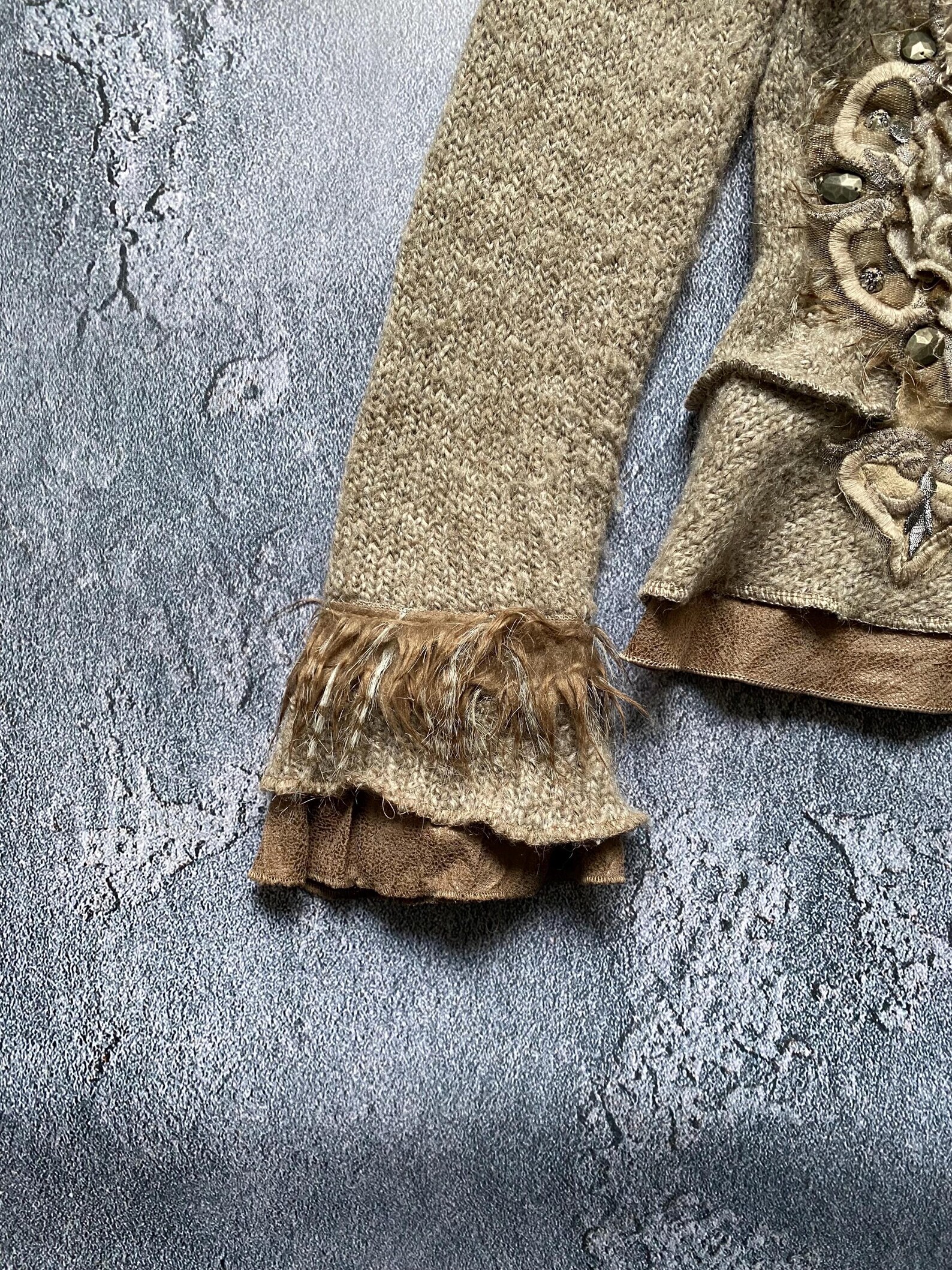 Juju Christine VNTG Lace up Zip Grunge Wool Knit Faux Fur Flare ...