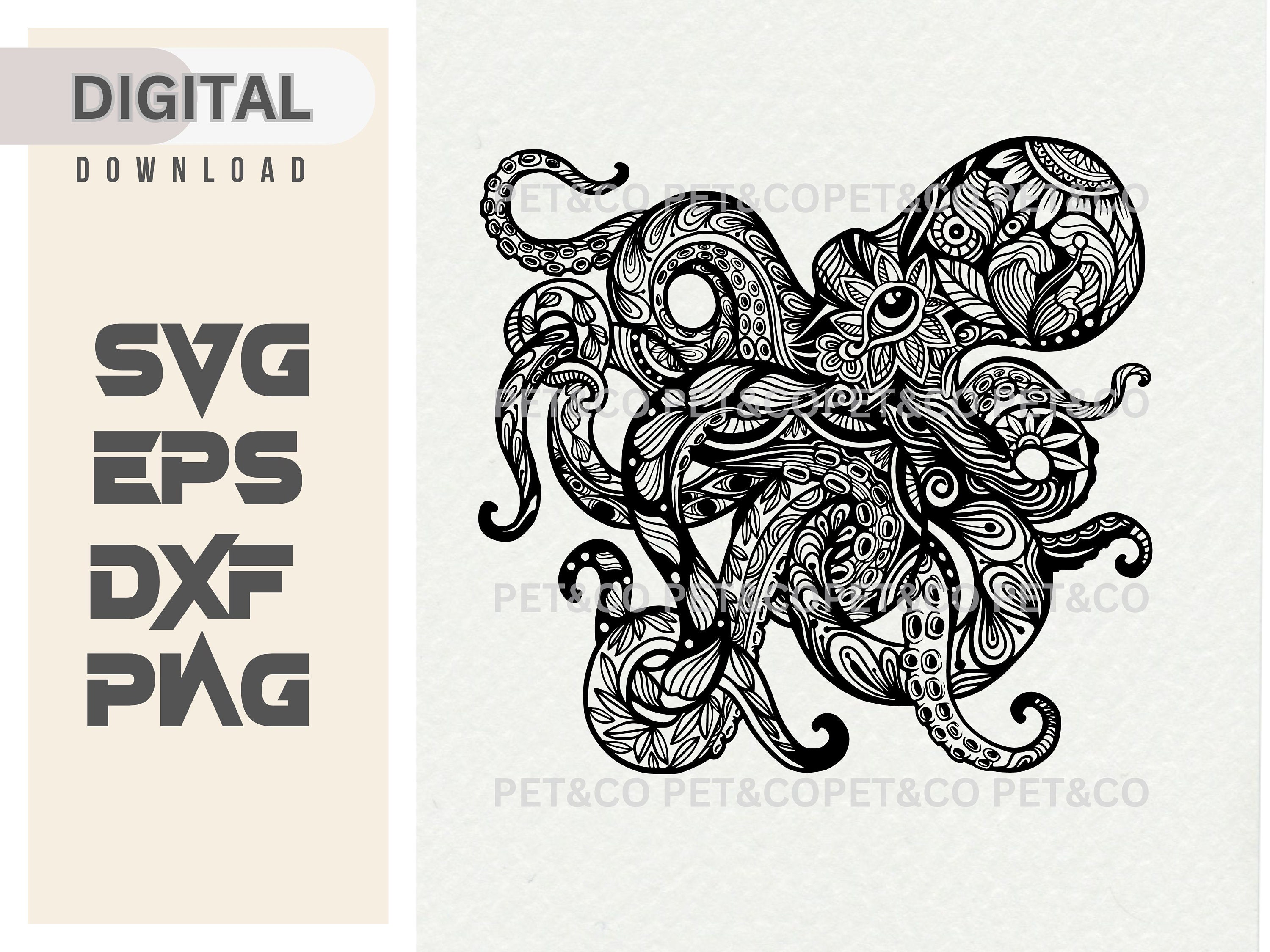 Octopus SVG Kraken SVG Kraken Hand Draw Octopus Line Art Kraken Doodle ...