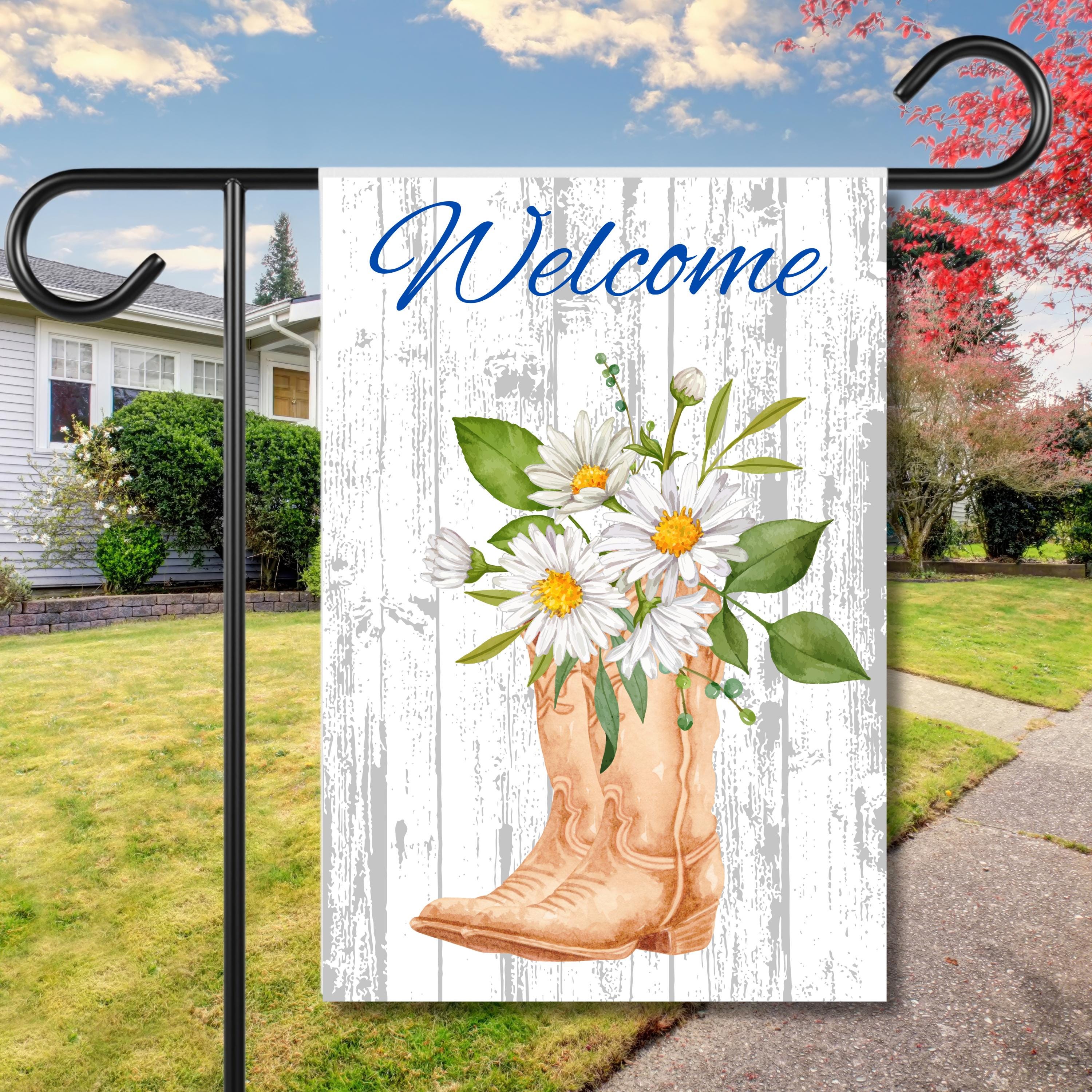 Cowboy Boot Welcome Garden Banner: Rustic Daisy Decor - Etsy
