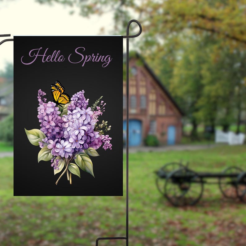 Spring Lilac Floral Garden Banner: Double-sided Outdoor Decor - Etsy