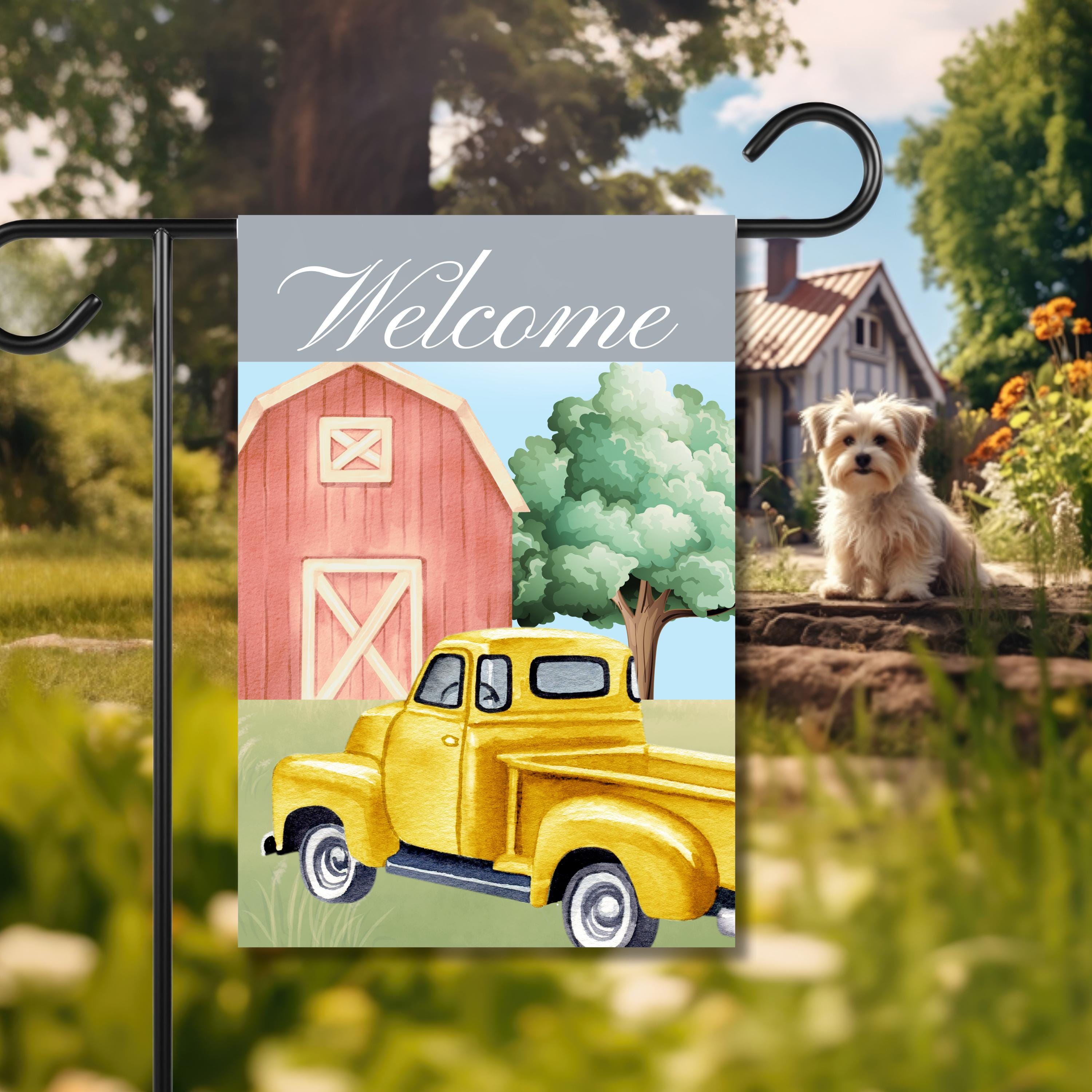 Rustic Welcome Banner, Farmhouse Decor, Garden Flag, Outdoor Sign ...