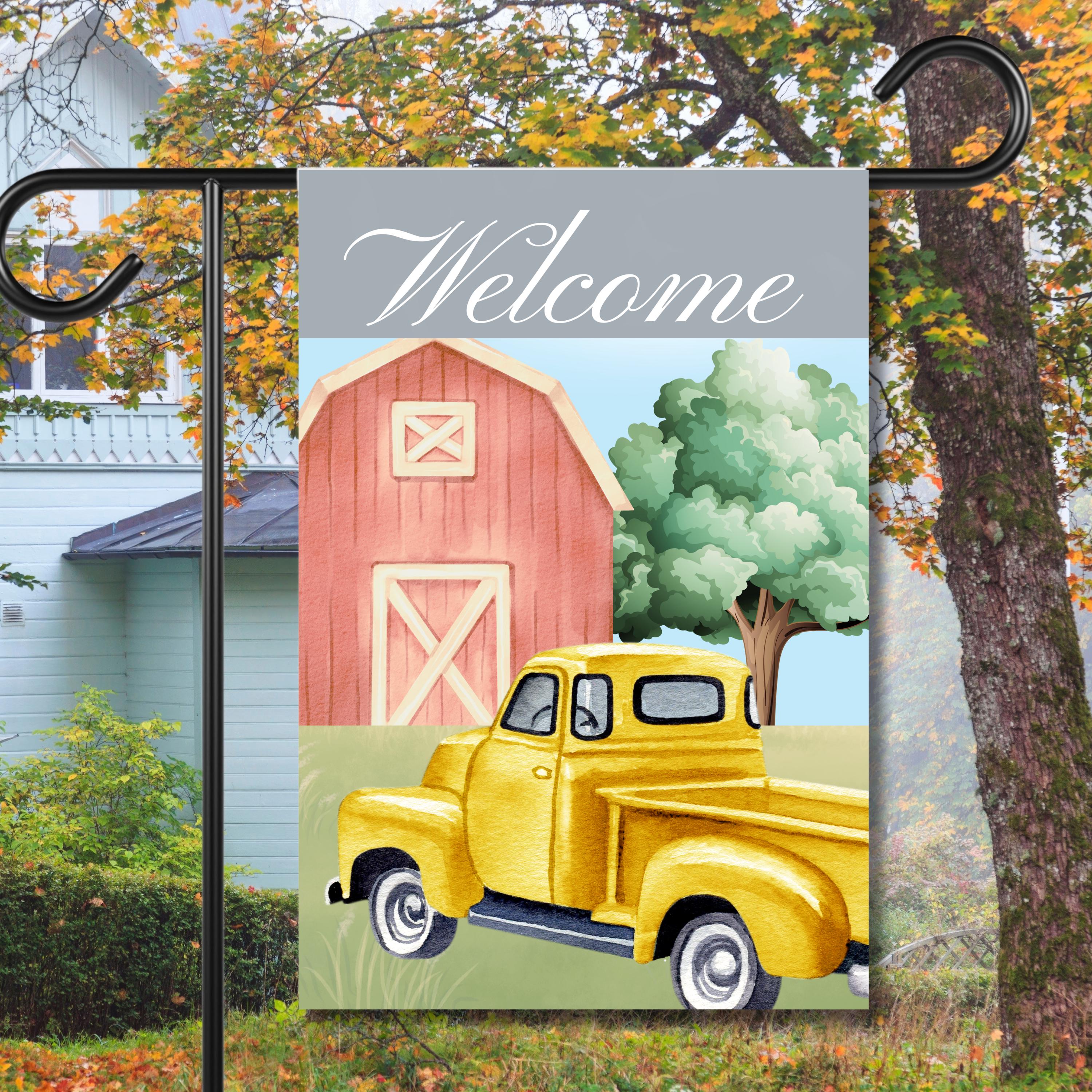 Rustic Welcome Banner, Farmhouse Decor, Garden Flag, Outdoor Sign ...