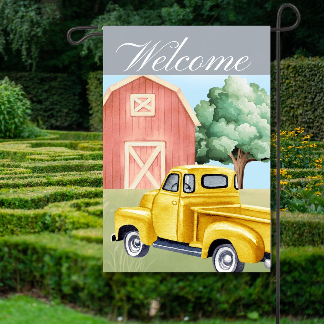Rustic Welcome Banner, Farmhouse Decor, Garden Flag, Outdoor Sign ...