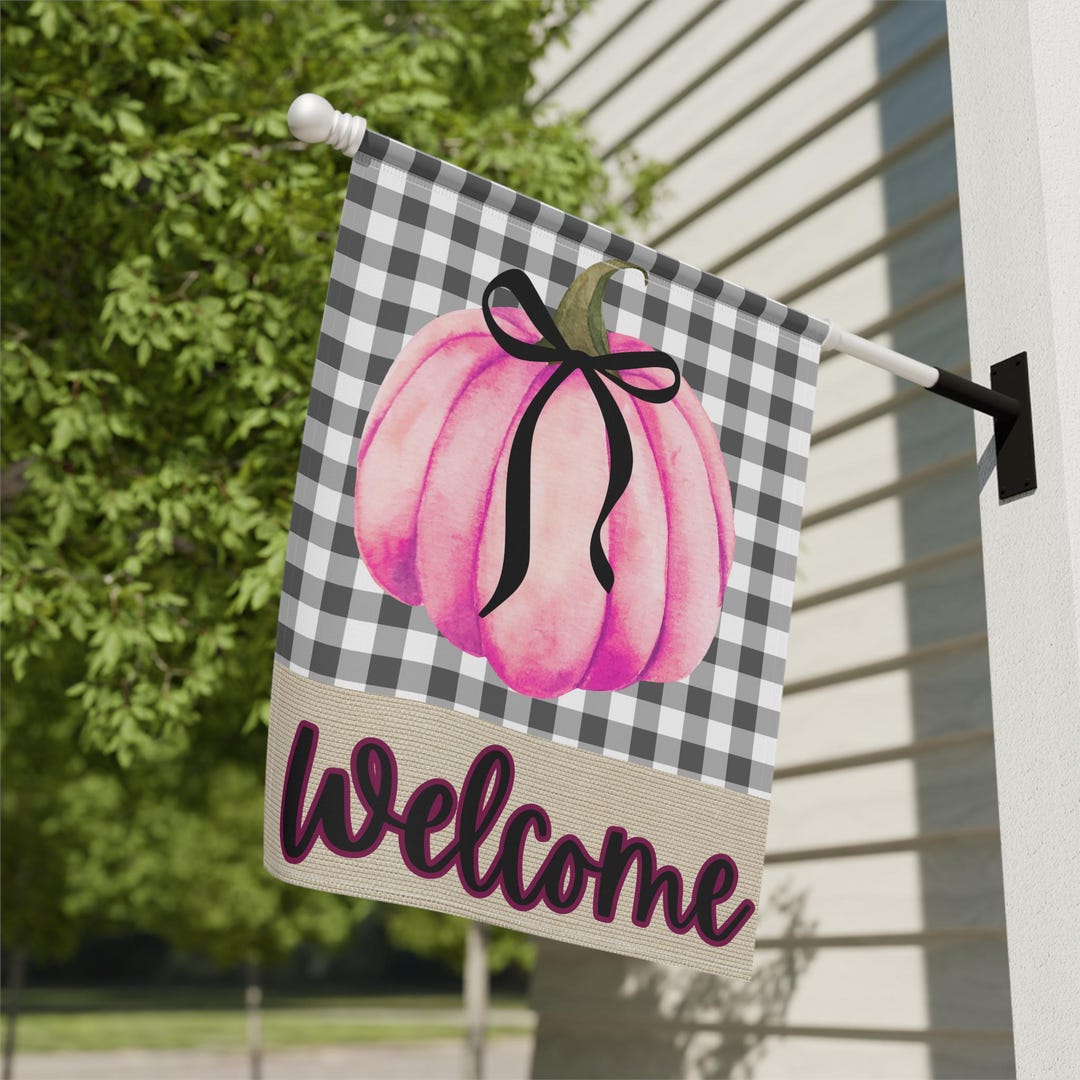 Fall Garden Banner: Pink Pumpkin Design, Seasonal Home Decor - Etsy