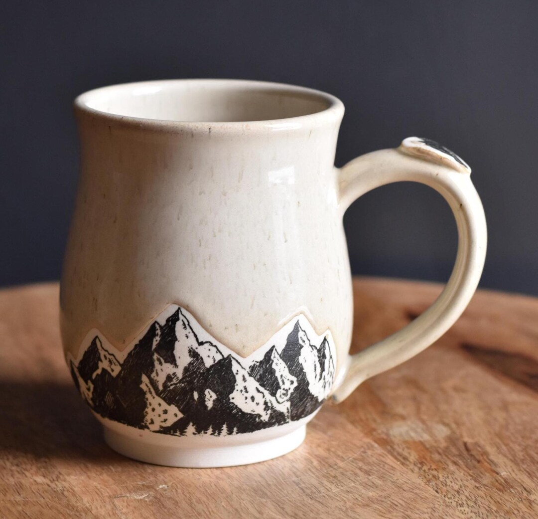 Cream Mountain Mug, Handmade Pottery - Etsy