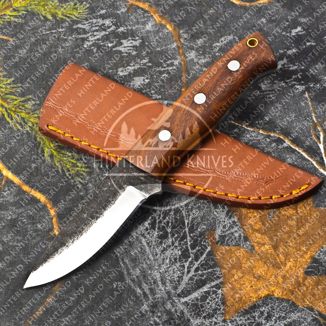 Hand Forged Bushcraft Rosewood Knife With Sheath | Fixed Blade Skinner | FULLTANG Utility Knife ...