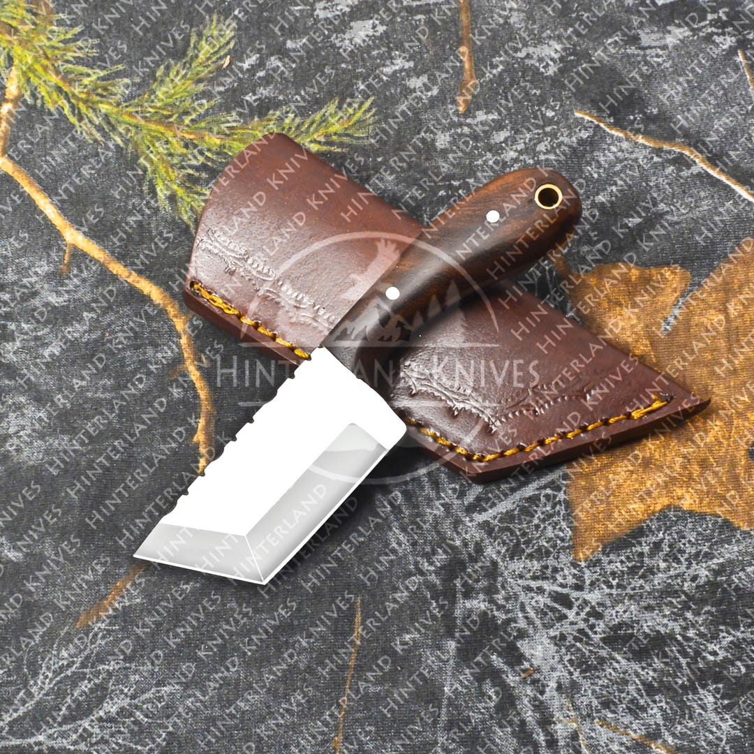 Hand Forged Rosewood Tanto Neck Knife With Sheath | FULL TANG Custom ...