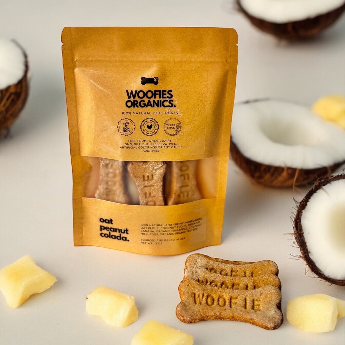 Natural Whole Grain Oat Peanut Colada Dog Treats , Biscuit, Dog Party ...