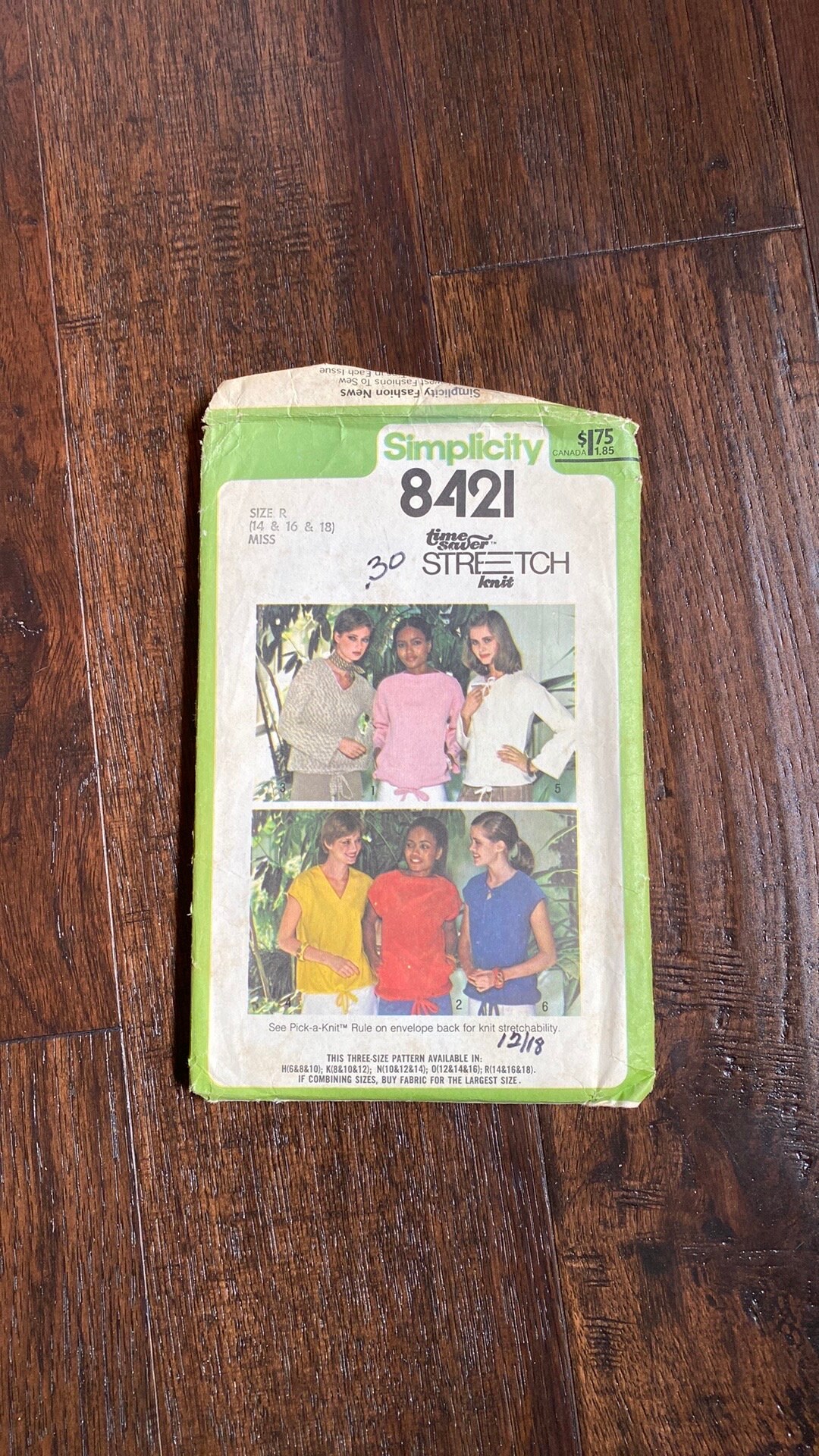 Simplicity 8421 Vintage Sewing Pattern Knit Tops - Etsy
