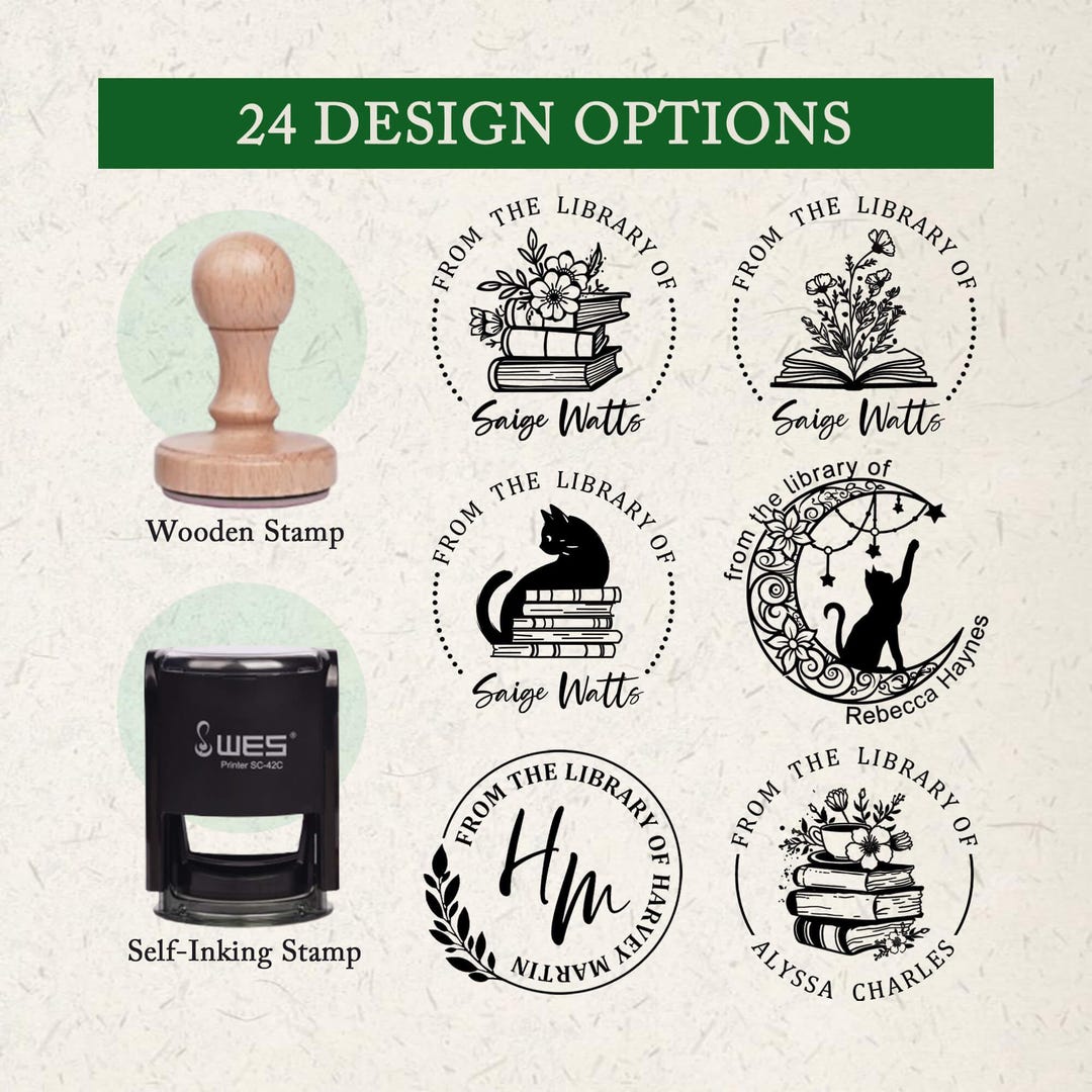 Custom Book Stamp: Personalized Book Stamp for Library or Ex Libris ...